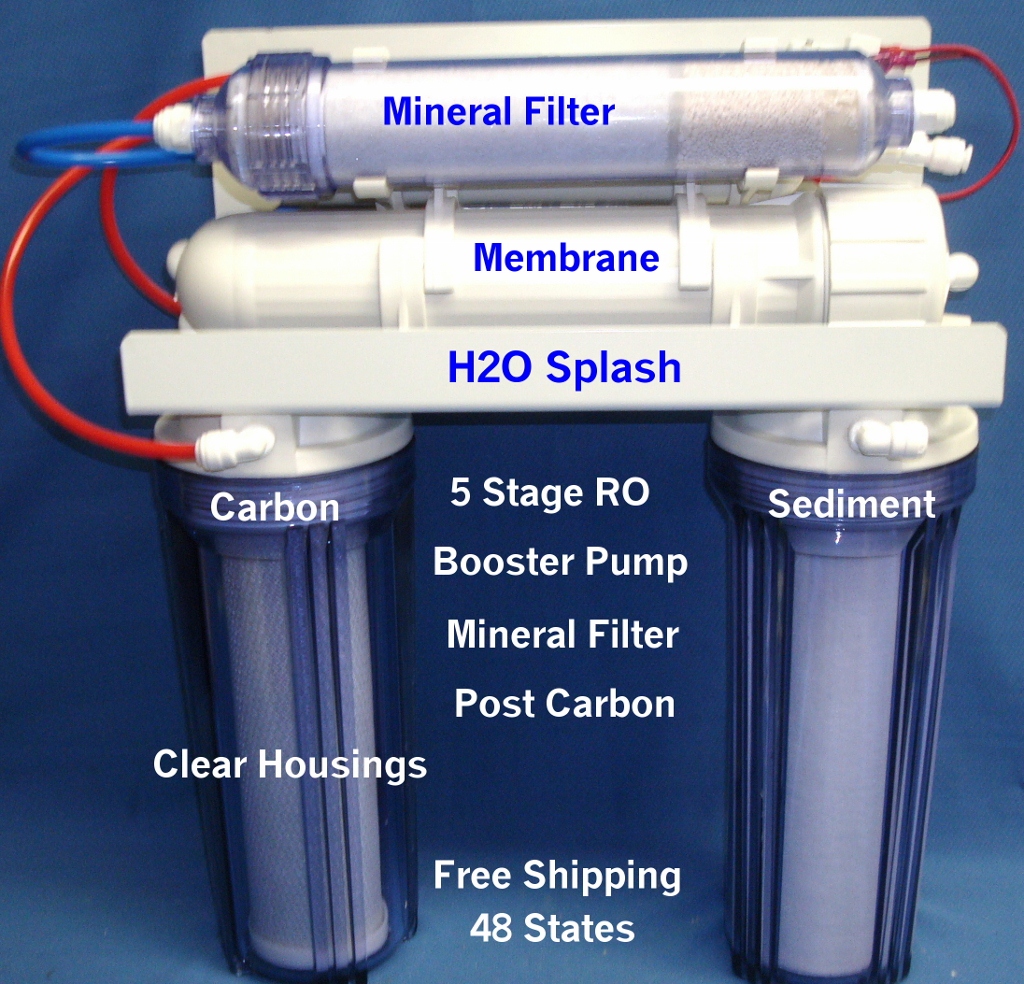 5 Stage RO System with Booster Pump and Mineral Filter (Clear Housing ...