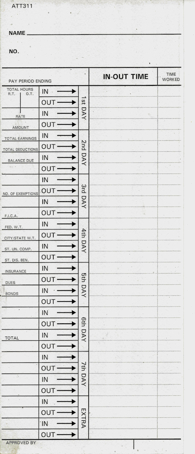 Acroprint ATT-11 Time Cards