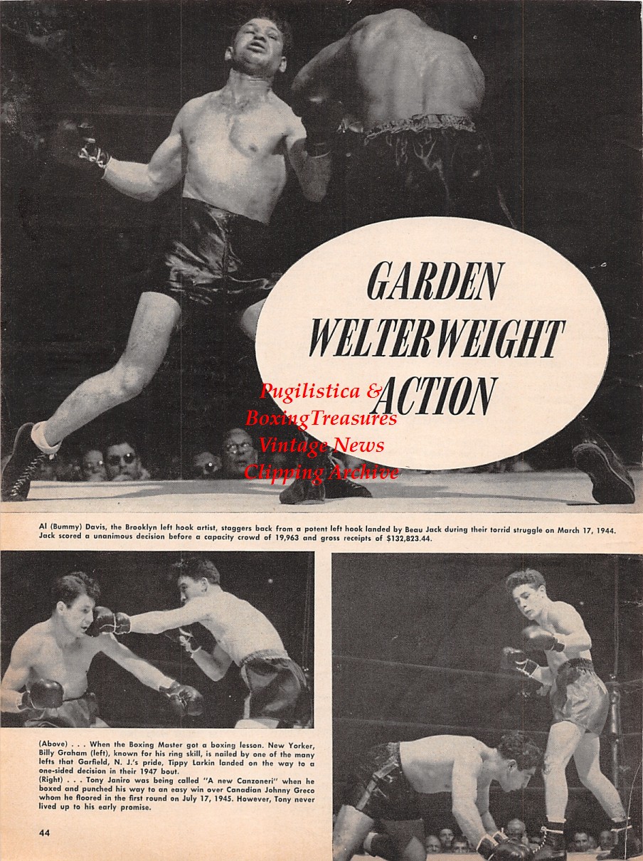 Boxing Clipping #2239 - Beau Jack vs. Al Bummy Davis, Billy Graham vs ...