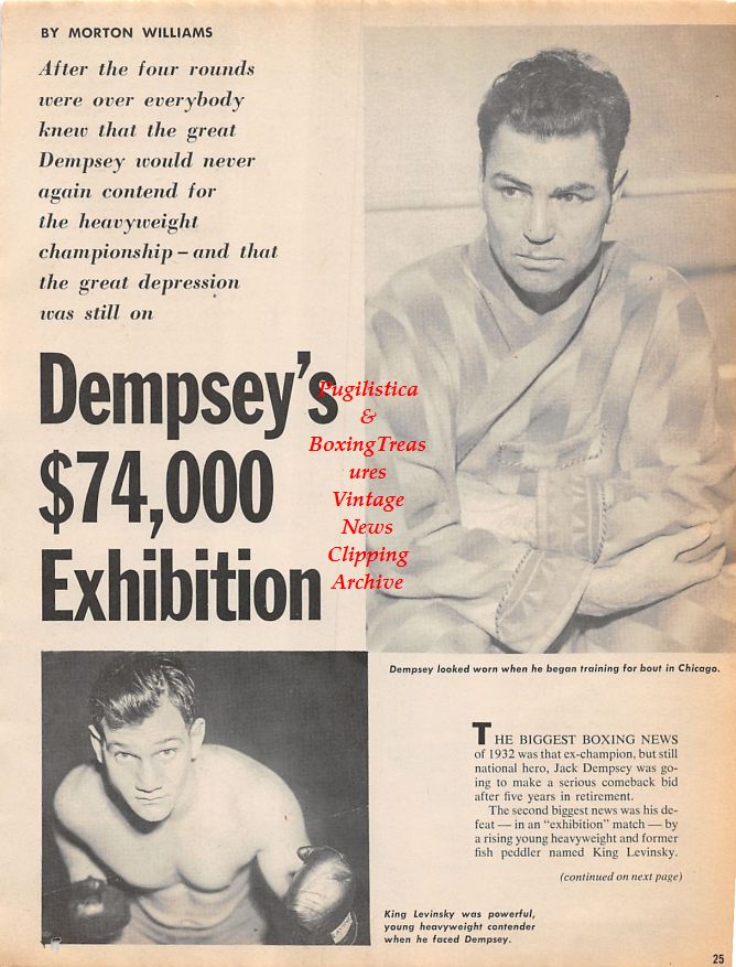 Boxing News Clipping #1244 - "Dempsey's $74,000 Exhibition" Jack ...
