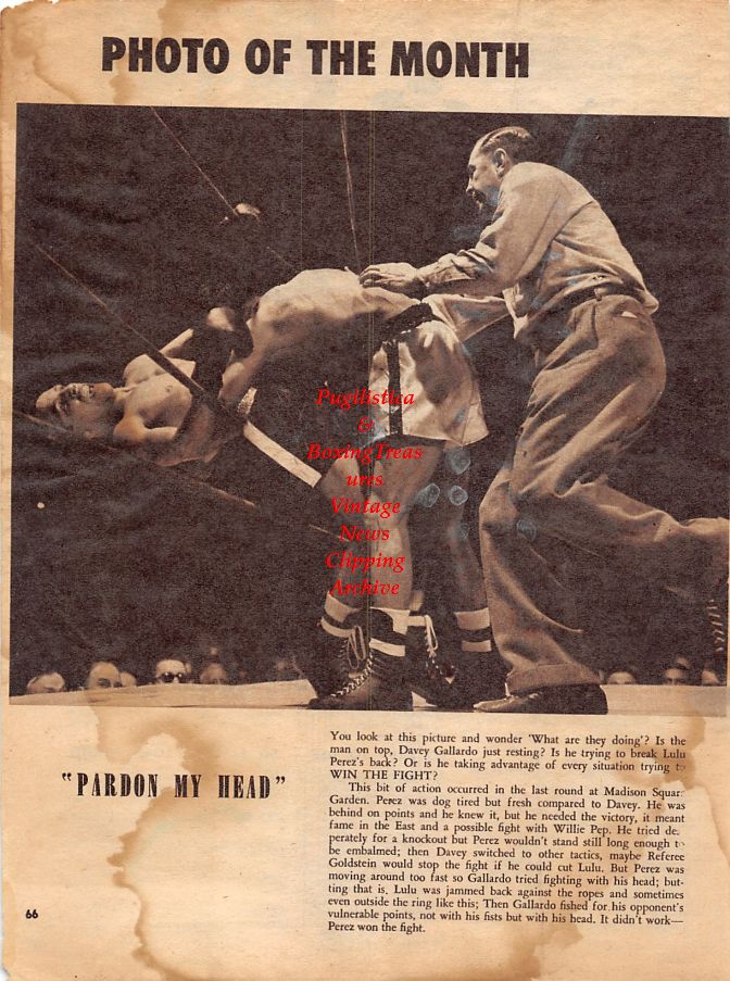 Boxing News Clipping #1325 - Davey Gallardo vs. Lulu Perez, Ruby Goldstein