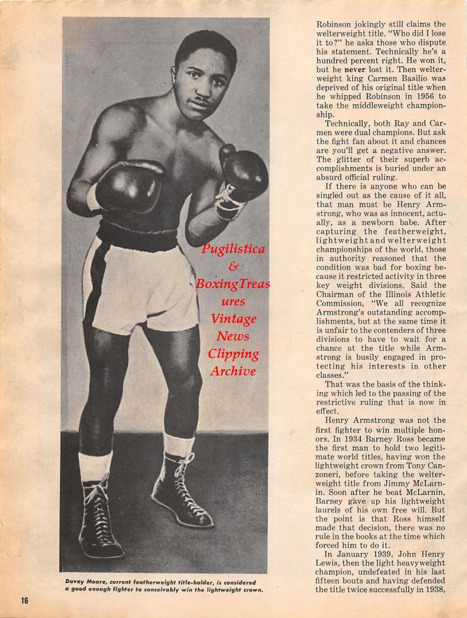 Boxing News Clipping #1329 - Davey Moore, Carmen Basilio vs. Sugar Ray ...