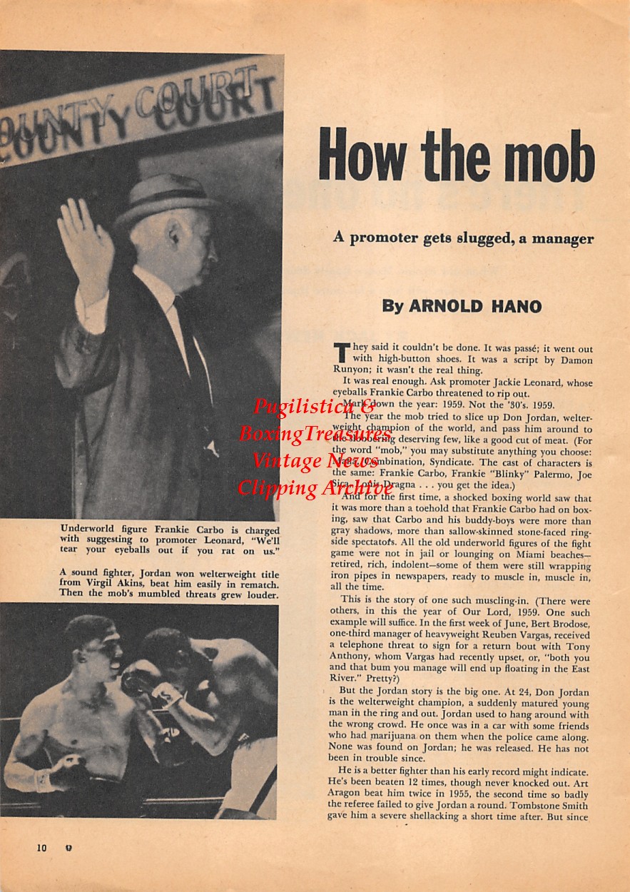 Boxing News Clipping #1577 - Frankie Carbo, Don Jordan, Virgil Akins ...