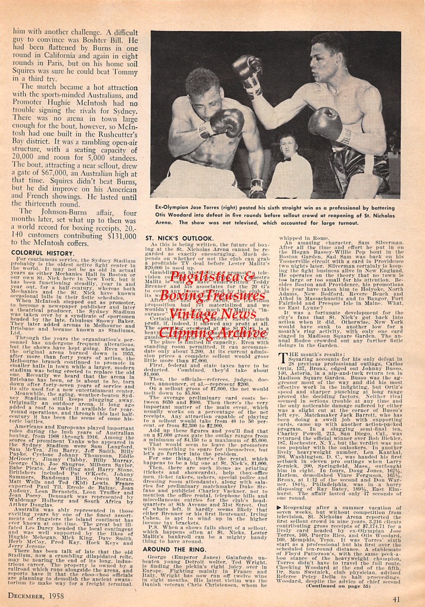 Boxing News Clipping #1623 - Jose Torres vs. Otis Woodard