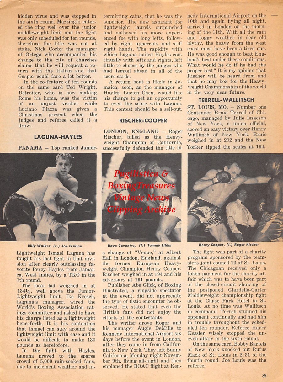 Boxing News Clipping #1833 - Joe Gans, Billy Walker vs. Joe Erskine ...