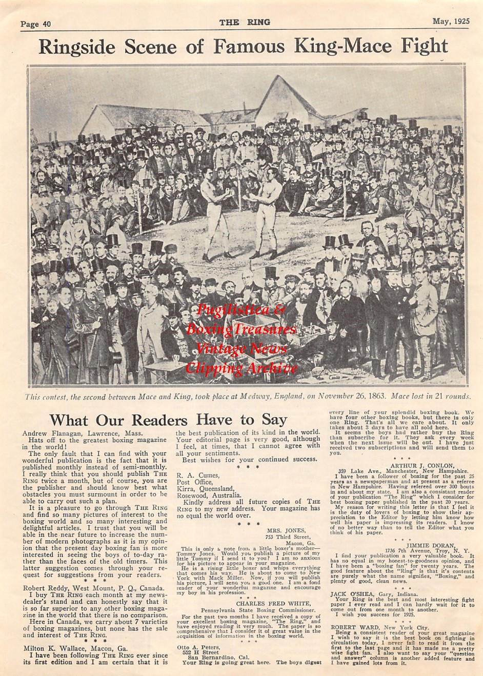 Boxing News Clipping #1851 - Jem Mace vs. Tom King, Joe Gans, Jack ...