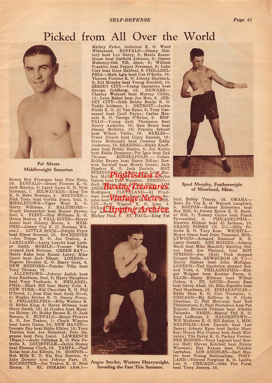 Boxing News Clipping #1964 - Pal Silvers, Spud Murphy, Angus Snyder, Denny Lenhart