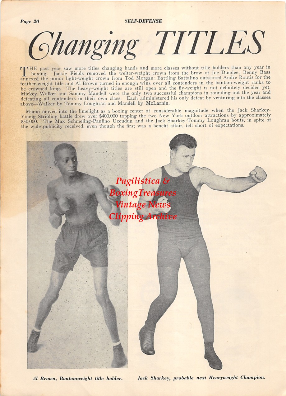 Boxing News Clipping #2012 - Panama Al Brown, Jack Sharkey, Maxie ...
