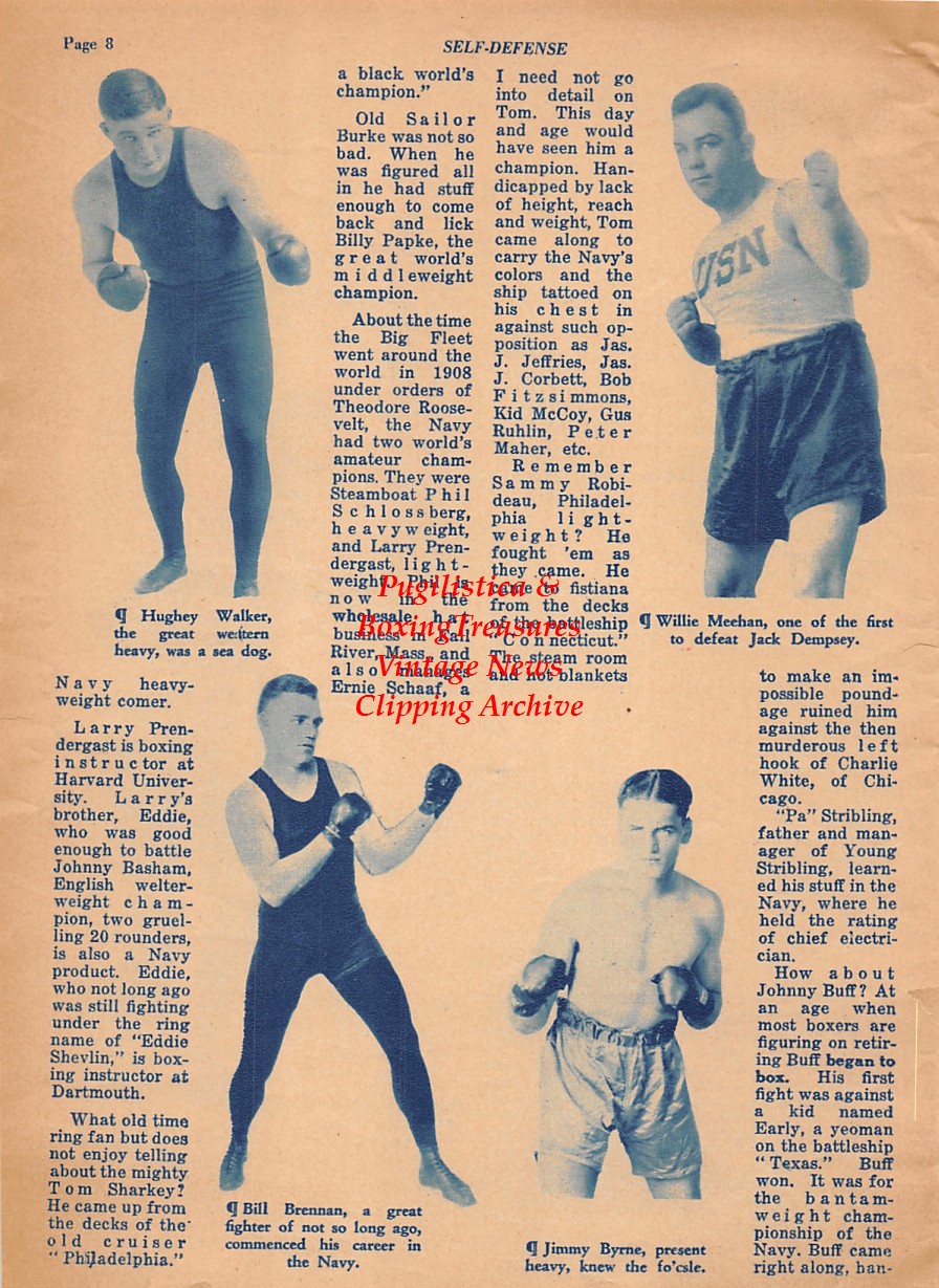 Boxing News Clipping #2090 - Johnny Buff, Bill Brennan, Jimmy Byrne, Willie Meehan, Hughey Walker