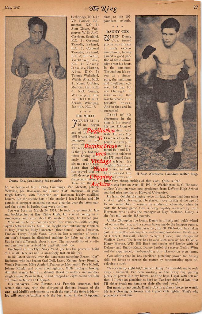 Boxing News Clipping #227 - Milton Kessler, Marty King, Joe Mulli ...