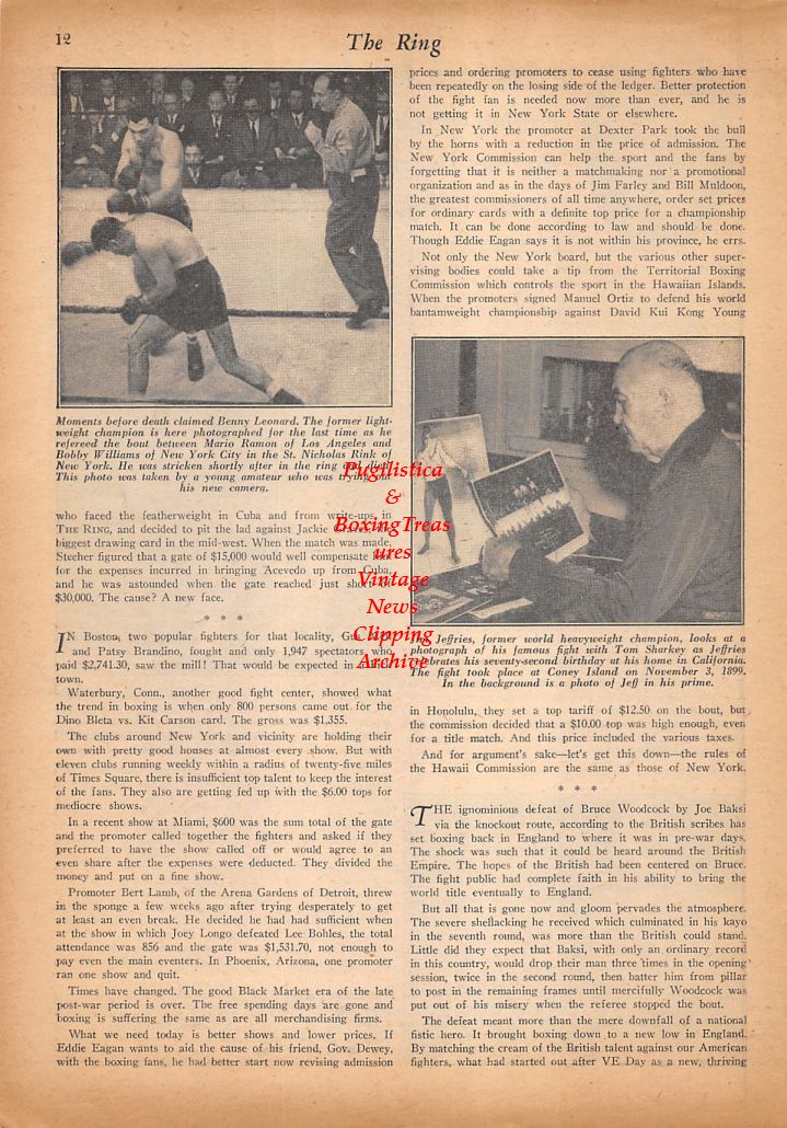 Boxing News Clipping #445 - Joe Baksi vs. Bruce Woodcock, Harold Dade ...