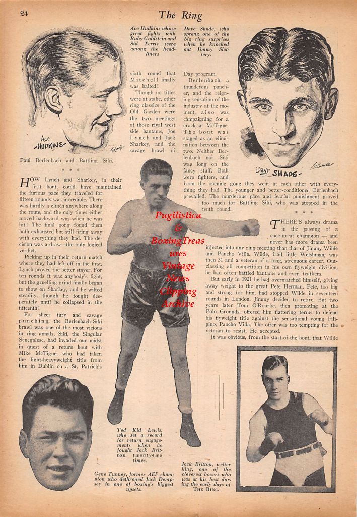 Boxing News Clipping #586 - Ace Hudkins, Dave Shade, Ted Kid Lewis ...