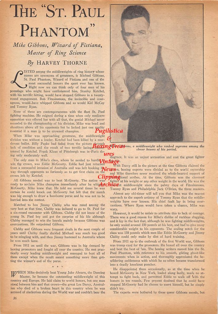 Boxing News Clipping #592 - Mike Gibbons, Frank Sexton