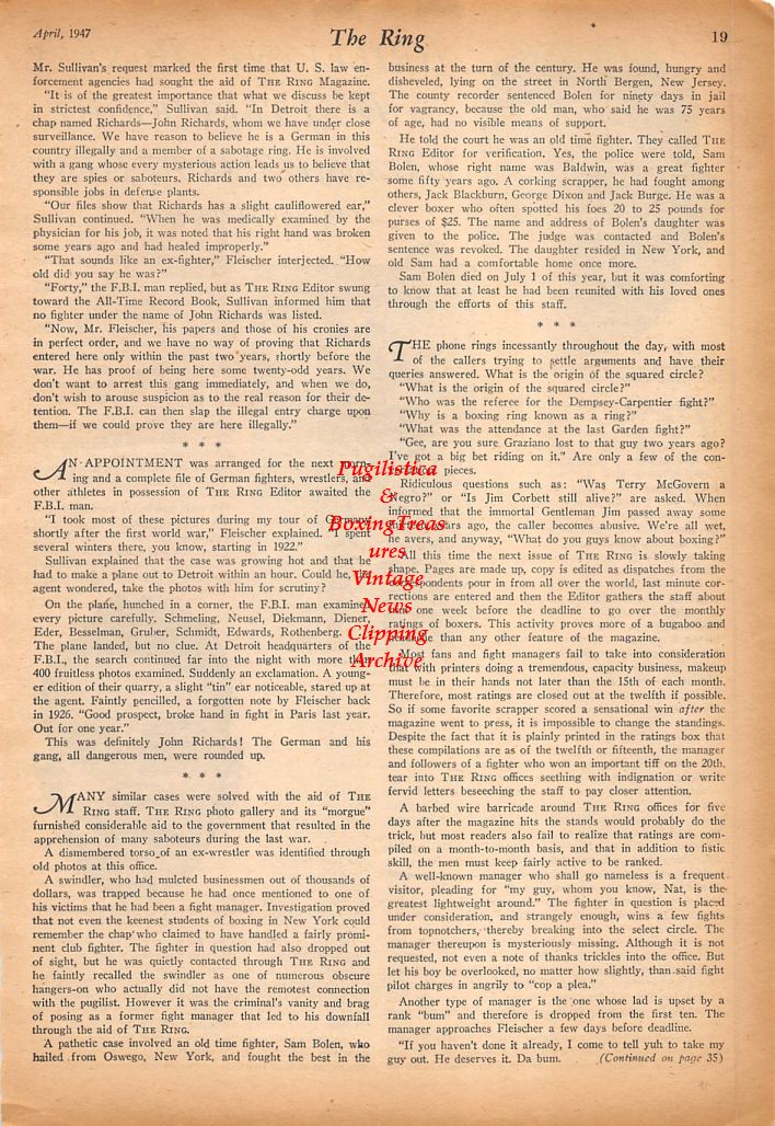 Boxing News Clipping #603 - Tommy Ryan, Barbados Joe Walcott, Jack Britton