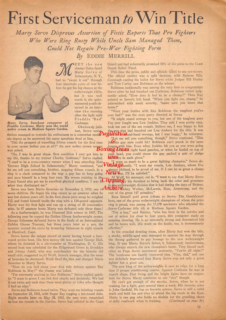 Boxing News Clipping #653 - Joe Louis vs. James Braddock, Marty Servo
