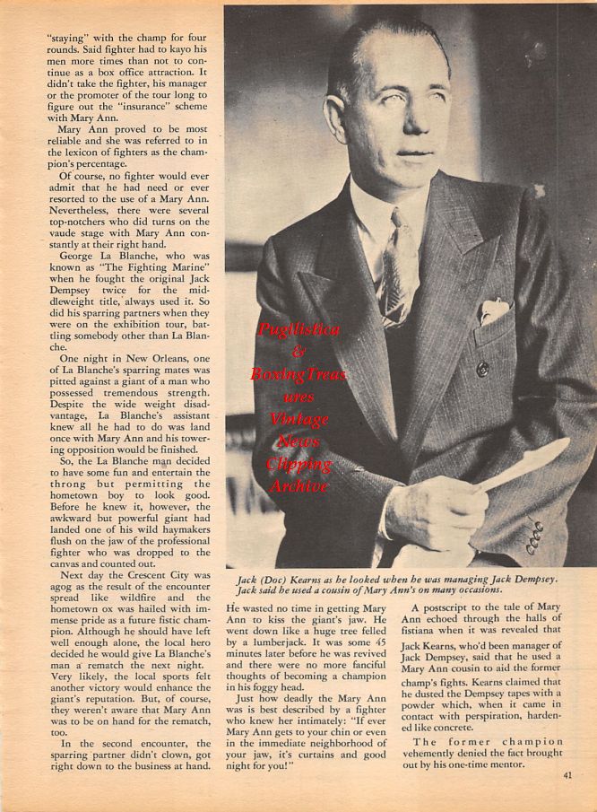 Boxing News Clipping #993 - Jack "Doc" Kearns, Reg Gutteridge