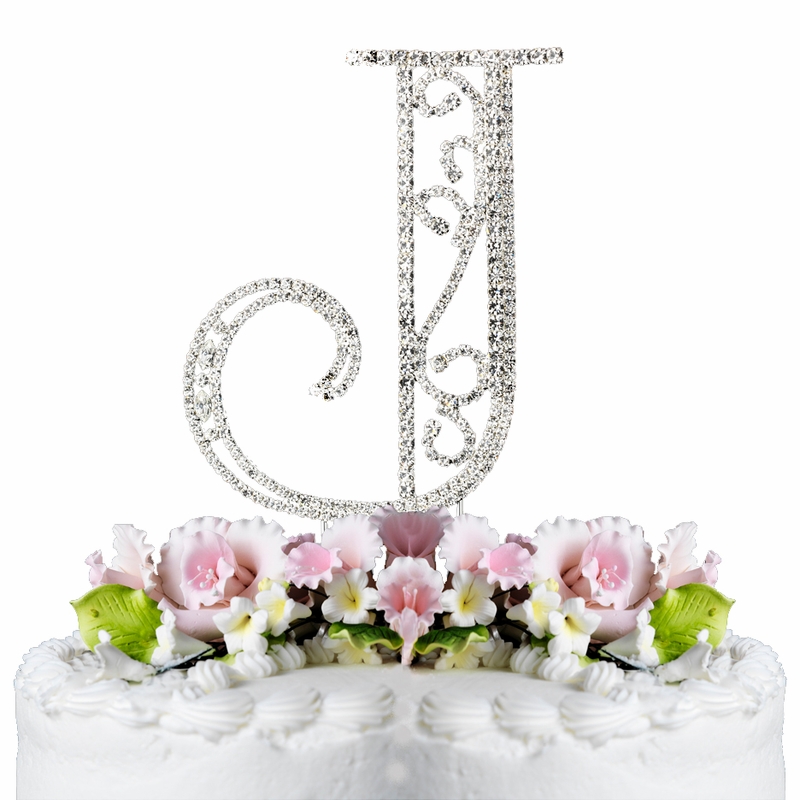 Romanesque ~ Swarovski Crystal Wedding Cake Topper ~ Letter J