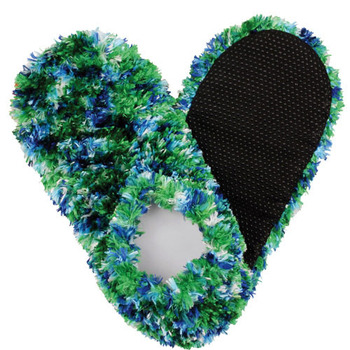 Fuzzy Footies Green & White Slippers