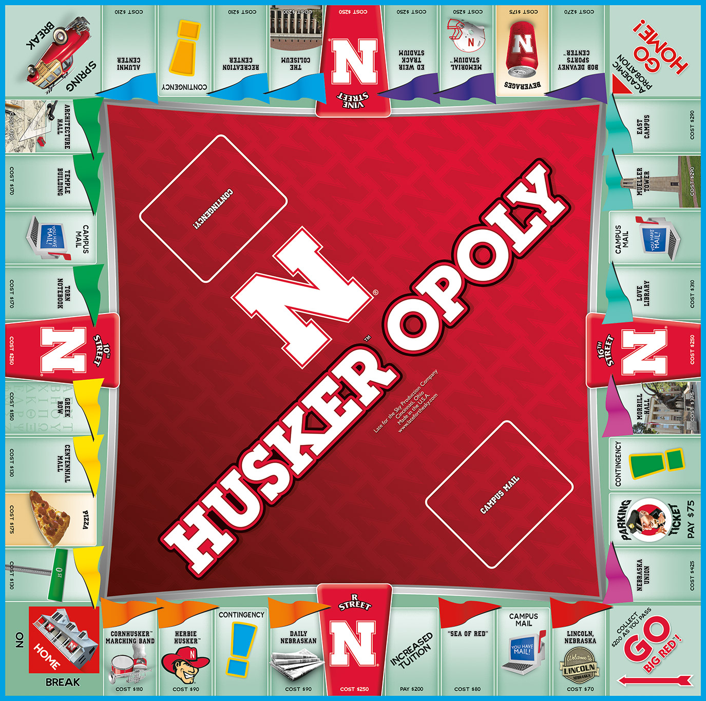 Huskeropoly Nebraska Monopoly Style Board Game