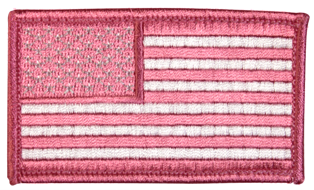 American Flag 2 x 3 Inch Pink Hook and Loop Patch
