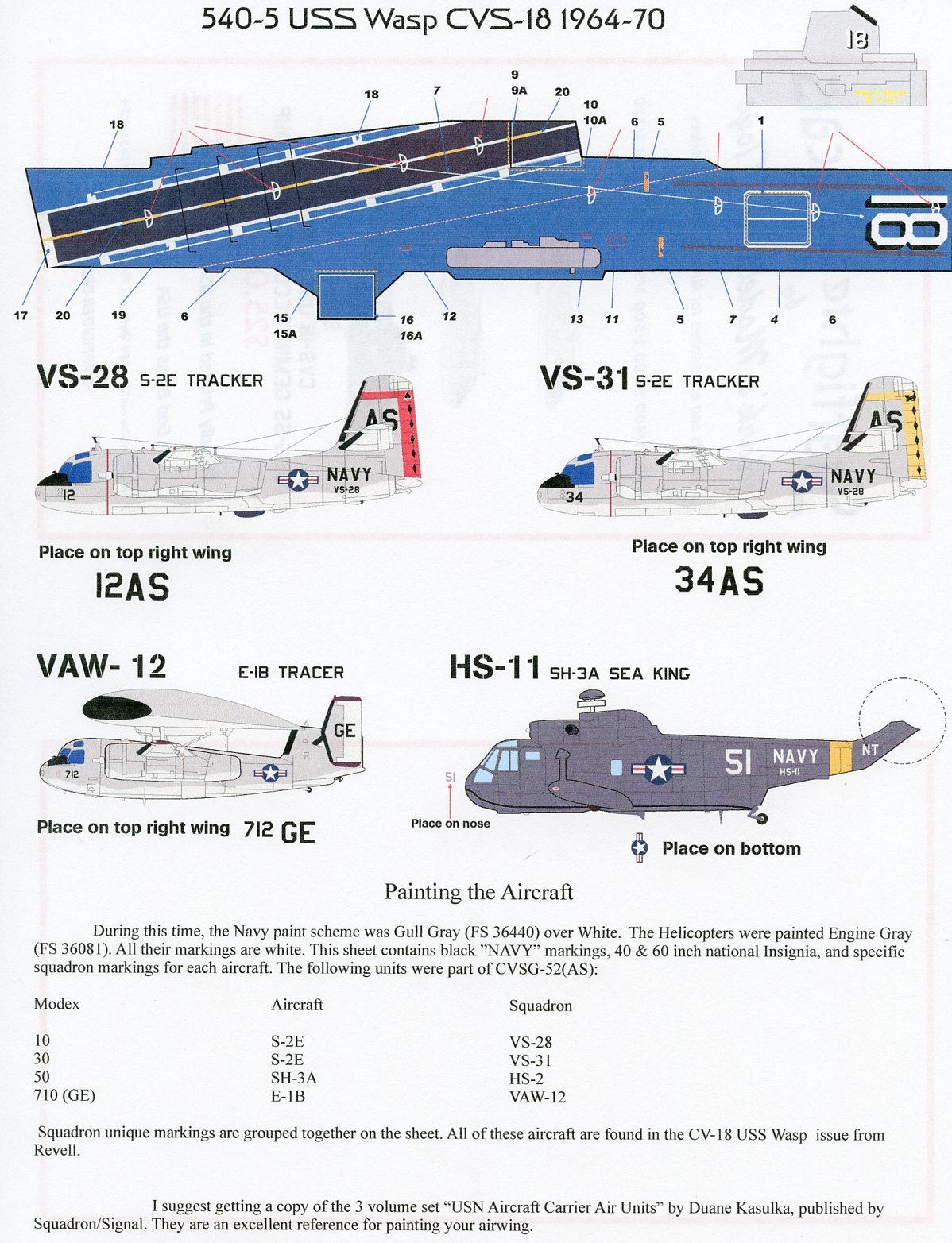 540-5 CVS-18 USS Wasp w/CVSG 52 Gemini Revovery Air Wing