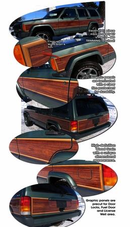 Wood Panel Graphics Kit 1 for Jeep Cherokee 1984-2001