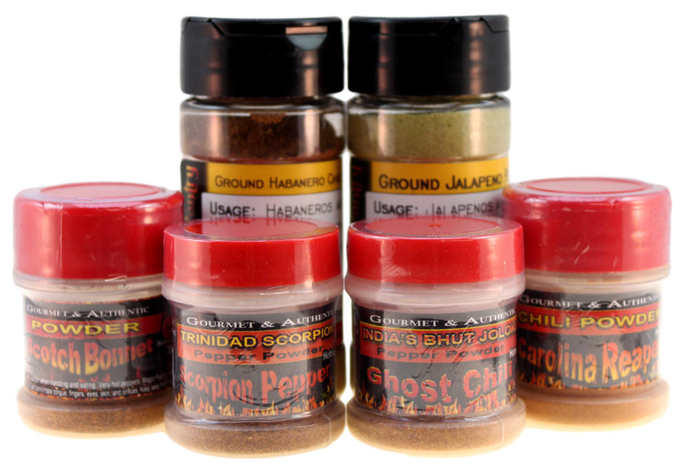 Searing 6 Ground Chili Pepper Powder Sampler by Firehouse Flavors