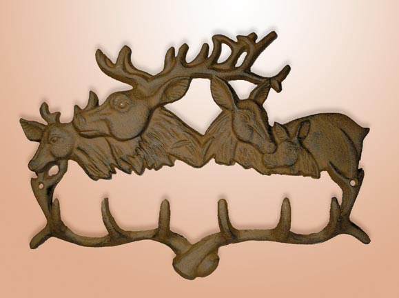 Elk And Antler Cast Iron Coat Rack
