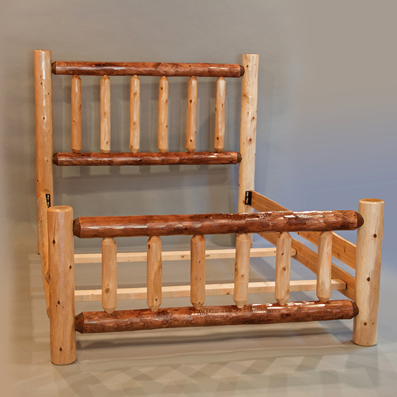 Wildwood Rustics Two-Tone Cedar Log Bed|Log Cabin Rustics