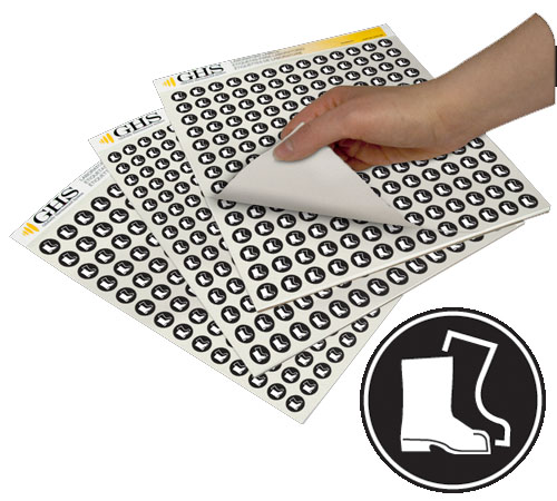 GHS Boots PPE Hazard Class Pictogram Label (1/2"), 1820/Pad - GHS1238