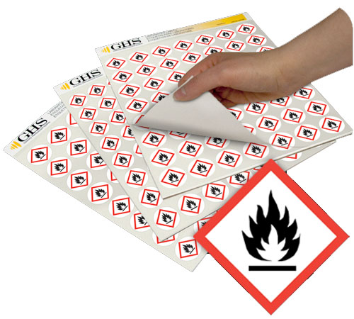 GHS Flame Hazard Class Pictogram Label (1/2"), 1820/Pad - GHS1229