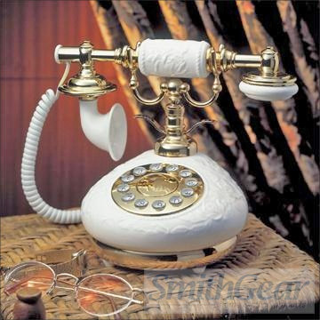 1914 Porcelain Phone PLAIN with a Raised Flower Design