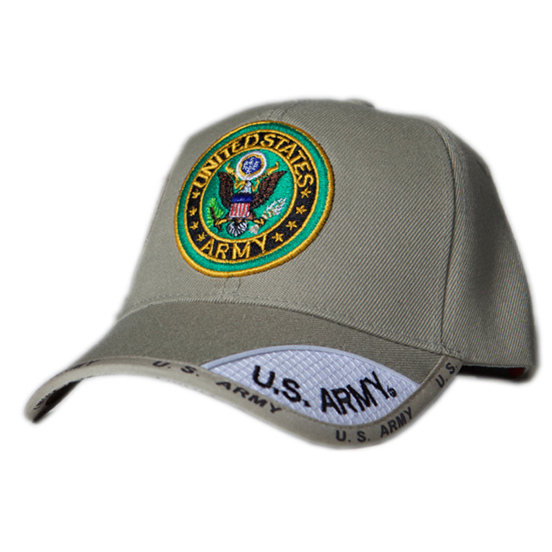 MilitaryVetsPX.com US ARMY ROUND LOGO KHAKI SHADOW HAT