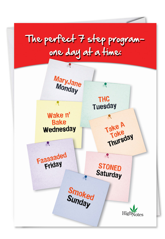 7 Step Program Funny High Notes Happy Birthday Card
