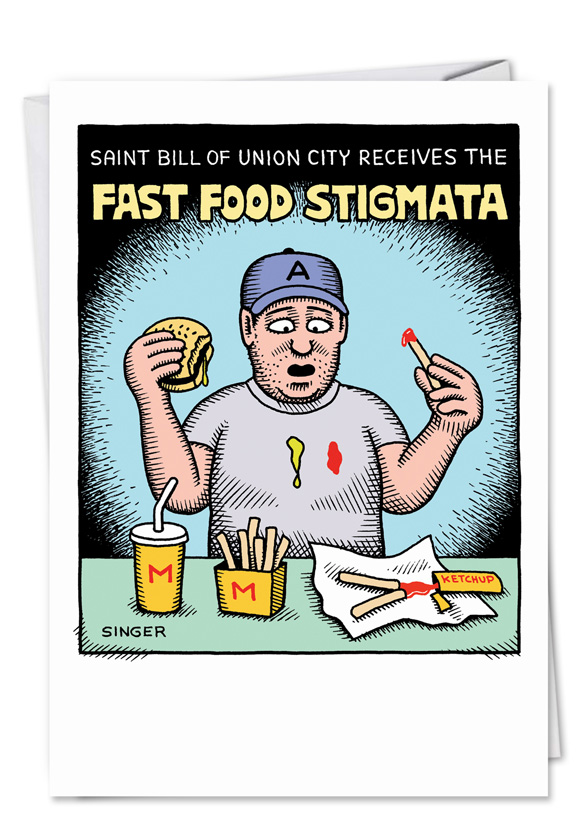 Fast Food Stigmata Funny Birthday Card