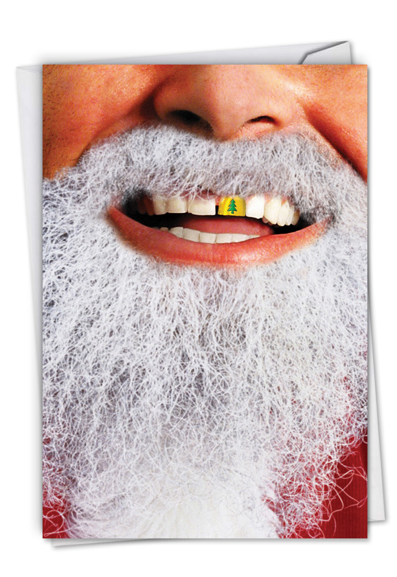 Gold Tooth Santa Red Rocket Not Greeted Greeting Card