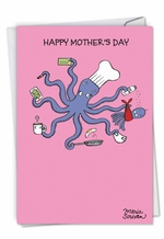 Mom Octopus Cartoons Mother's Day Greeting Card
