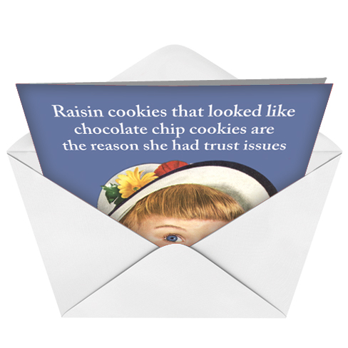 Inappropriate Funny All Occasions Card Raisin Cookies
