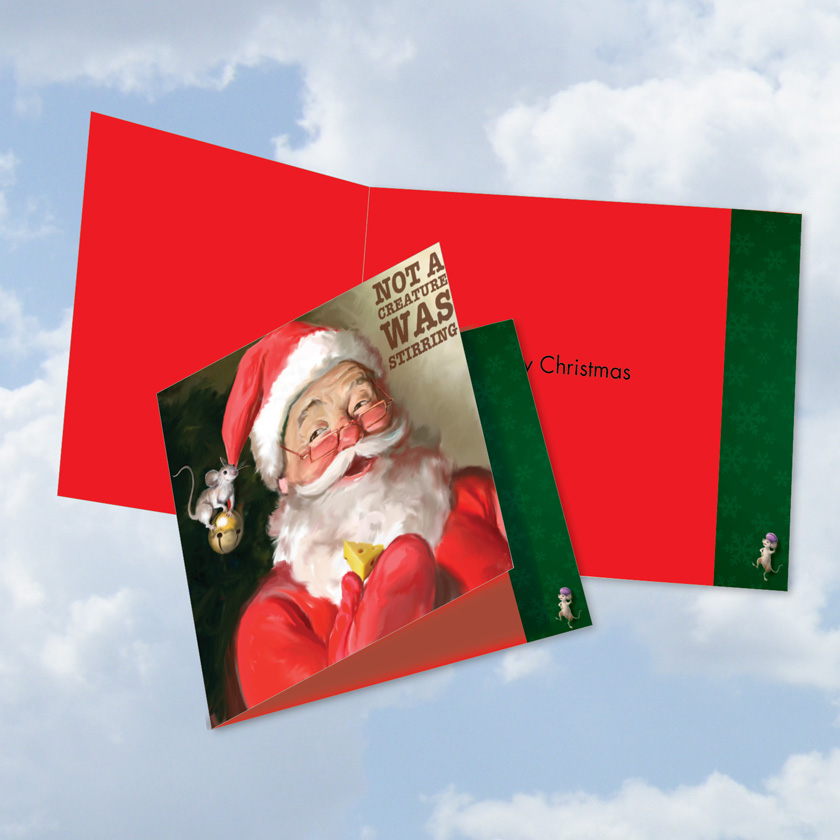 Santa Mouse Stirring: Stylish Christmas Big Square-Top Paper Card