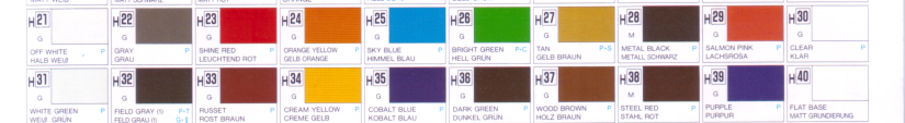 Color Sample Chart - H21 to H40 - Anime Books