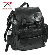 BLACK LEATHER PATCHWORK BACKPACK
