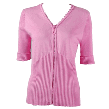 Light pink knit sweater Diamond rhinestone zipper one size Small to ...