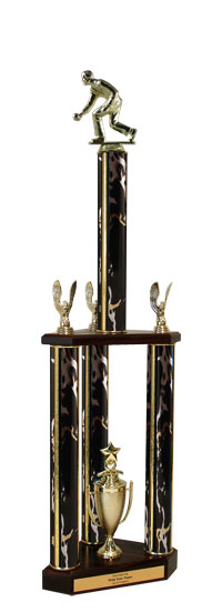 Bocce Trophy With 3 Columns, Three-Column Series Trophies - Bocce