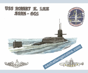 Submarine Art: USS Robert E Lee SSBN 601: Stern View