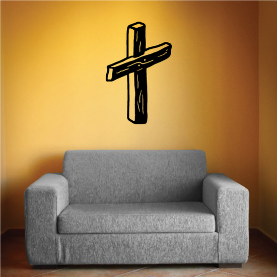 Three Quarter Wooden Cross Grave Marker Decal