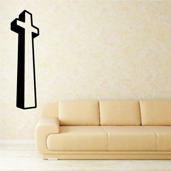 Tall Outlined Cross Decal