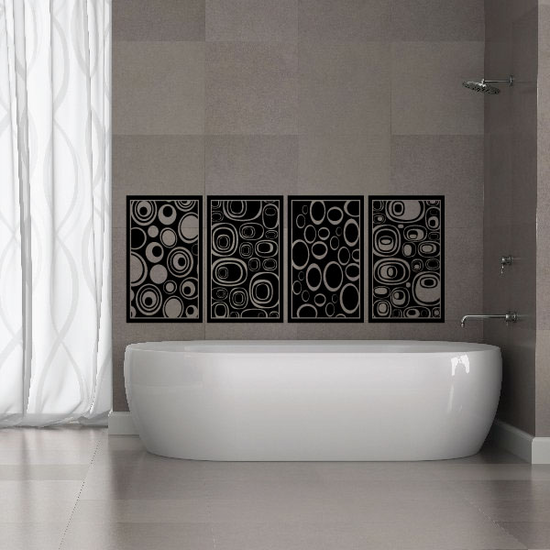 4 Panel Abstract Pebble Shapes Decal