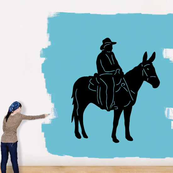 Man Riding Mule Decal