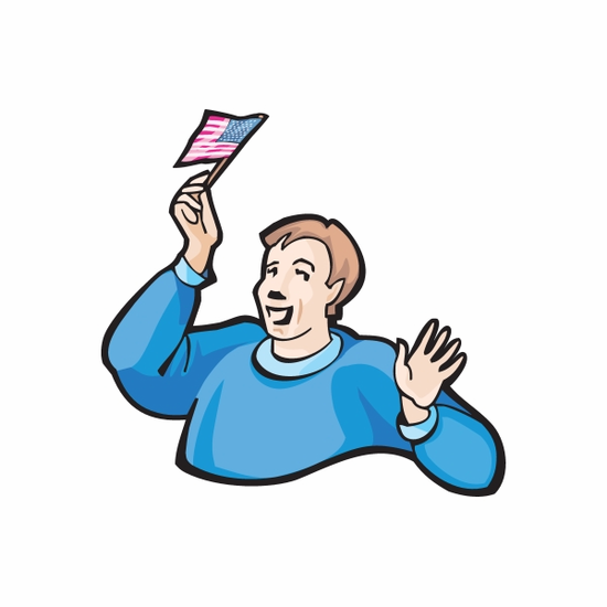 Man Waving American Flag Decal