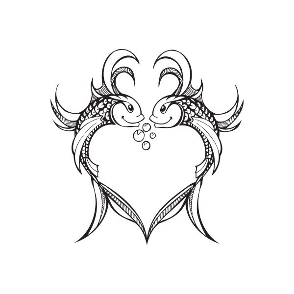Pisces Fish Heart Decal